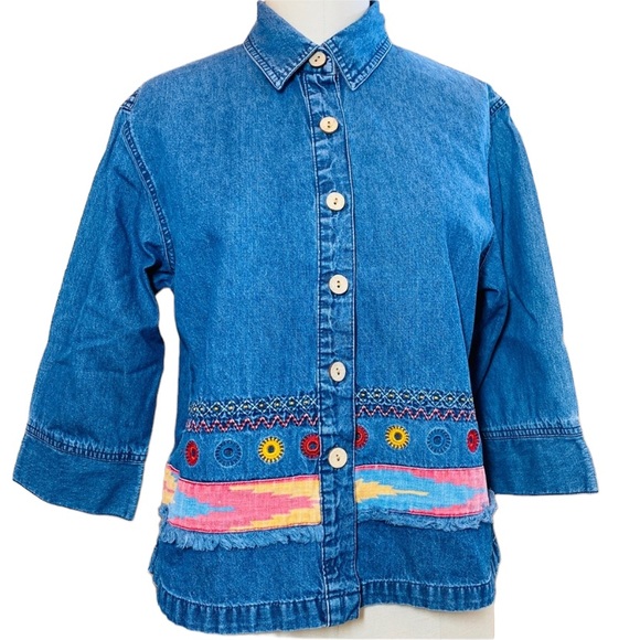 TY Original Wear | Tops | Vintage 9sy2k Boho Boxy Denim Southwestern ...